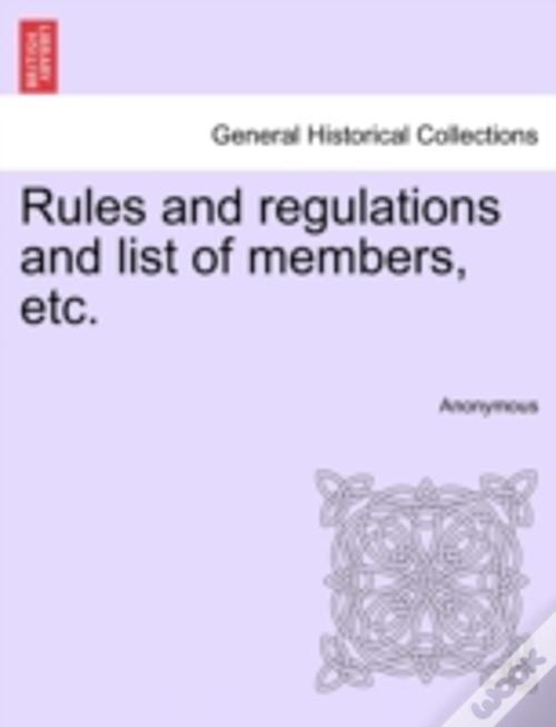 Rules And Regulations And List Of Member de Anonymous - Livro - WOOK
